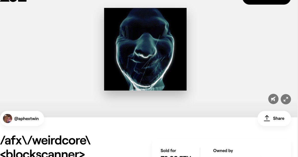 iFLYER: APHEX TWIN（エイフェックス・ツイン）、オークションで約1400万円で落札されたNFTアート作品に秘密ファイルを隠して ...