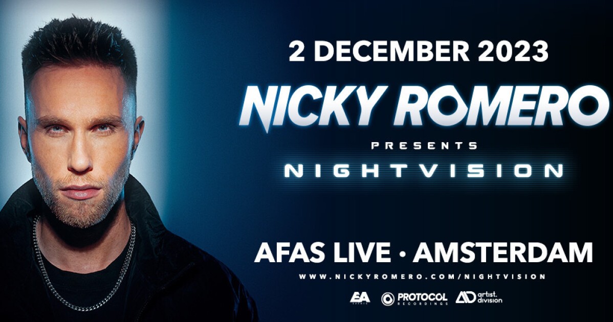 iFLYER: オープンからクローズまでNicky Romero (ニッキー・ロメロ) を堪能し尽くせる！Nicky初の単独公演「Nightvision」をオランダAFAS Liveにて開催決定！